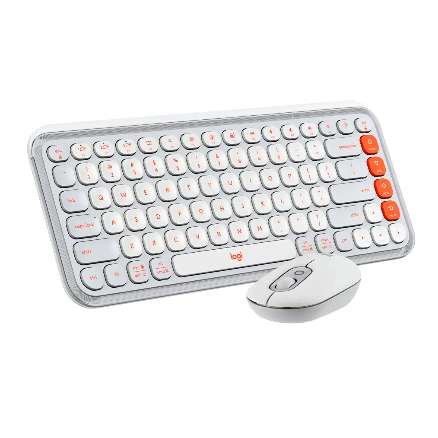 Combo Teclado y Mouse Logitech Pop Icon Blanco Y Naranja– audiocolor